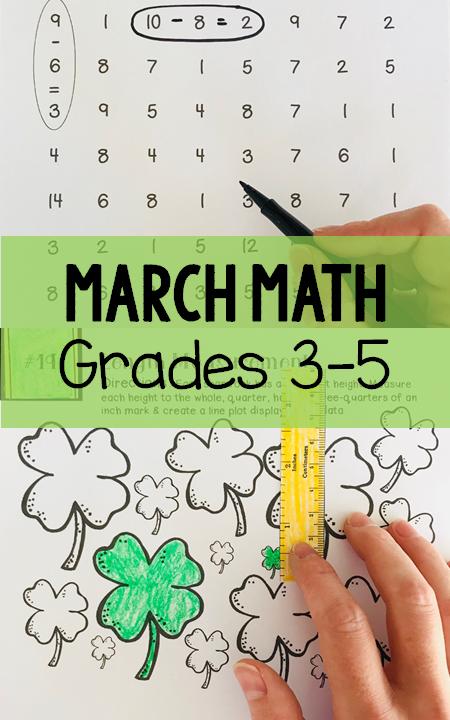 Kelly McCown: March NO PREP Math Packets {Grades 3 to 5}