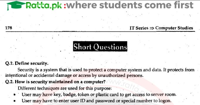 1st Year Computer Chapter 6 Short Questions pdf - ICS part 1 - Ratta.pk