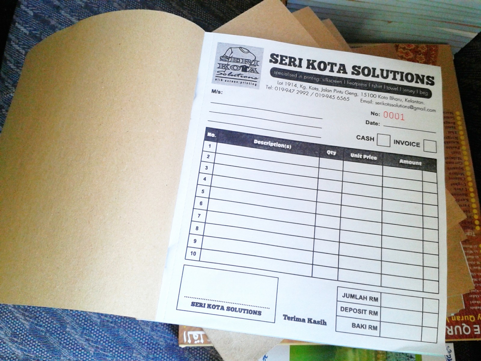 MULTI DIMENSIONS RESOURCES: Tempahan Buku Resit