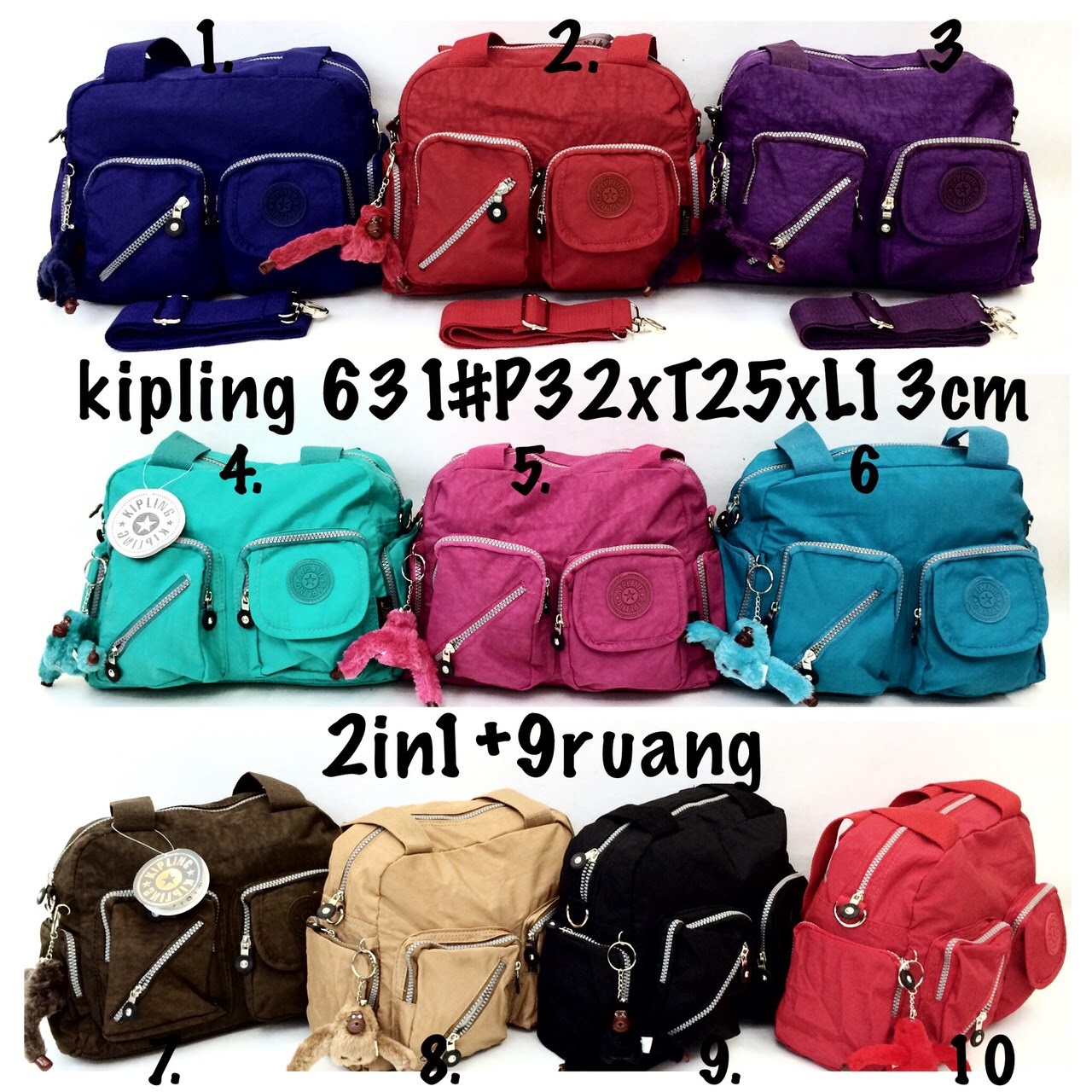 Jual Tas Kipling: Tas Kipling 631 Tas 2in1 Tas Jinjing Tas Selempang 9 ...