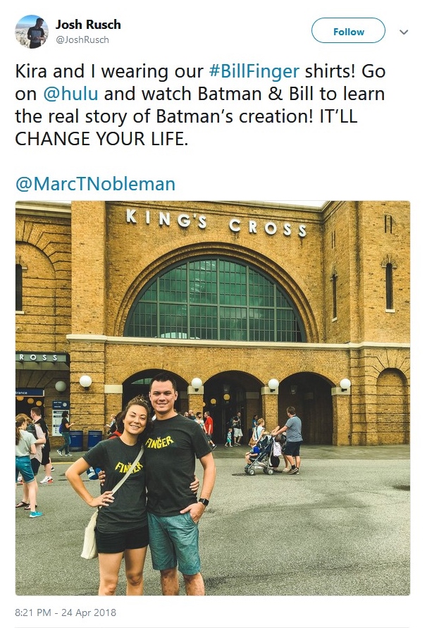 Noblemania: People showing off their Bill Finger T-shirts