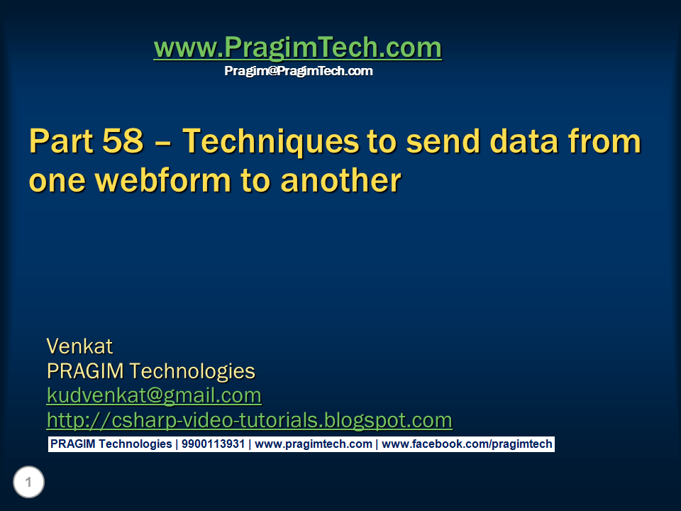 Sql server, .net and c# video tutorial: Part 58 – Techniques to send data from one webform to ...