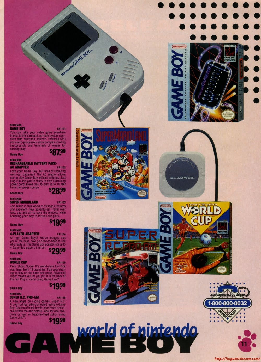 Classic Game Boy Ads: Electronics Boutique Fall 1991 catalog Game Boy Ads