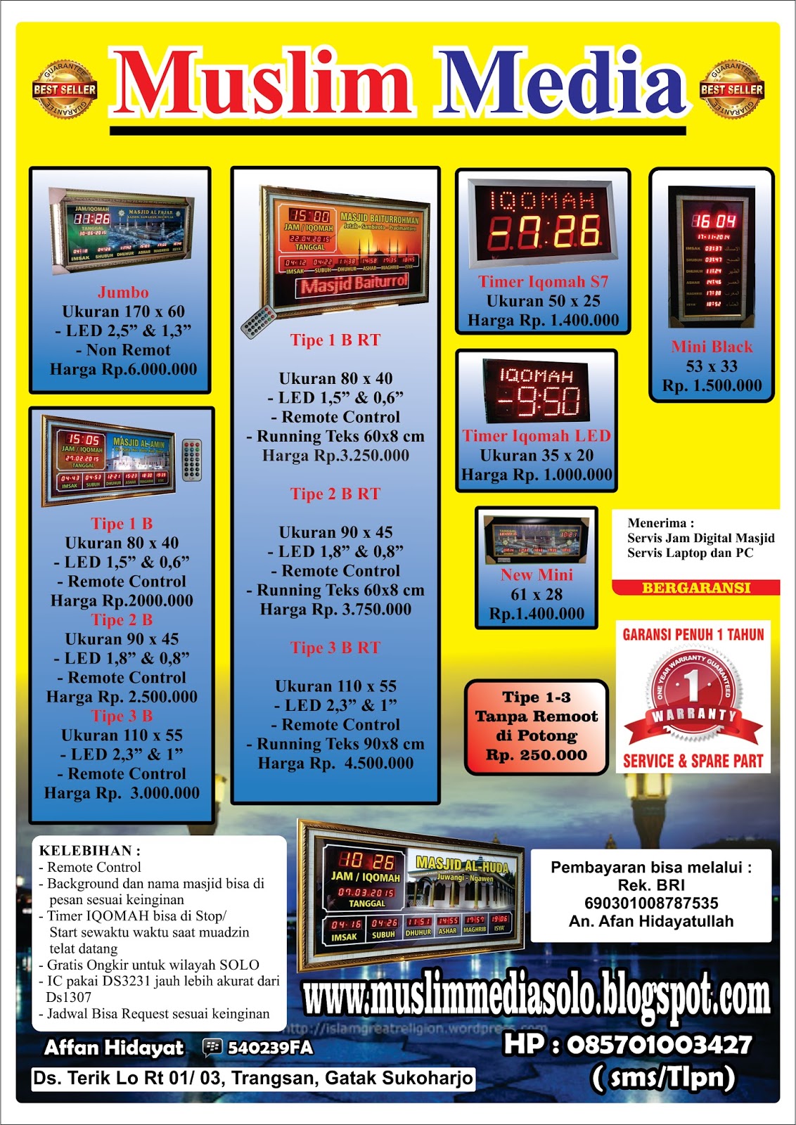 Produsen Jam Digital Masjid dan Counter Iqomah: Katalog Jam