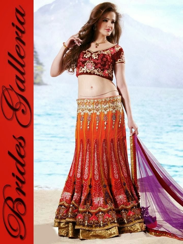 Embroidered Designs Of Bridal Fish Cut Lehengas By Brides Galleria 2014 ...