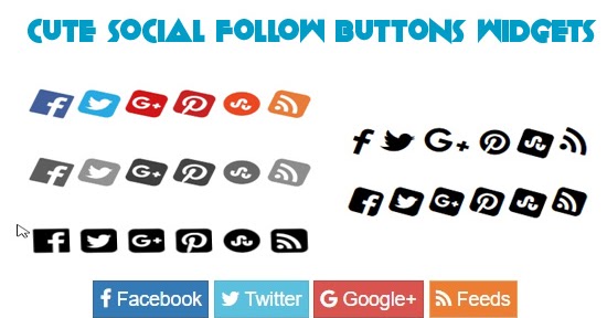 6 cute social follow buttons widgets for blogger CSS