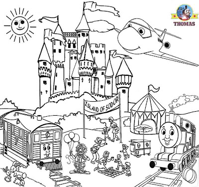Thomas Coloring Engine Pages Train Tank Kids Castle Friends Book Fire ...