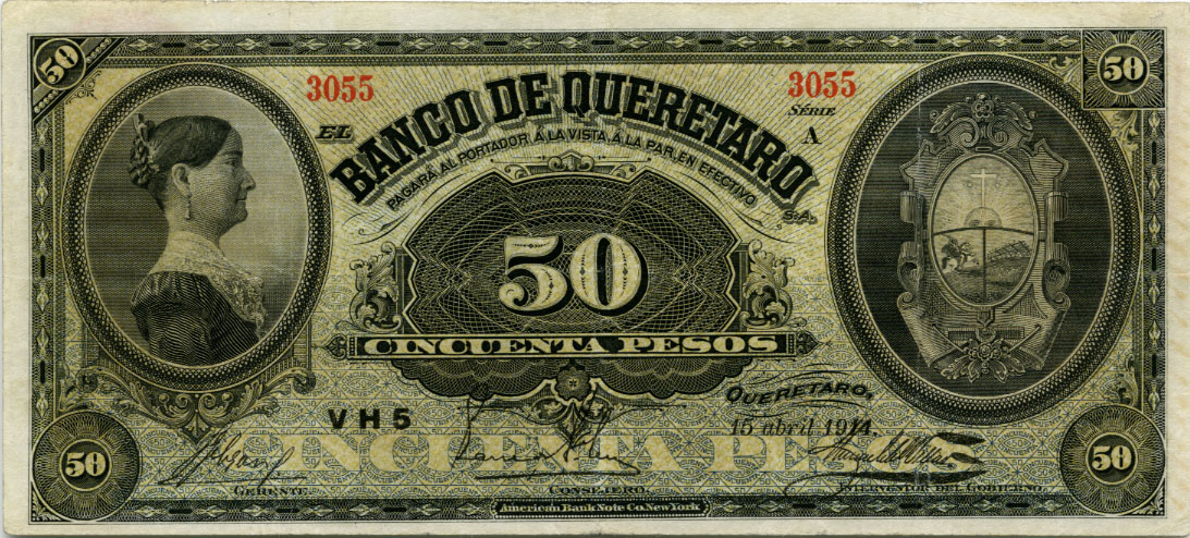 Mexico Banknotes 50 Pesos note 1914 Banco de Queretaro|World Banknotes ...