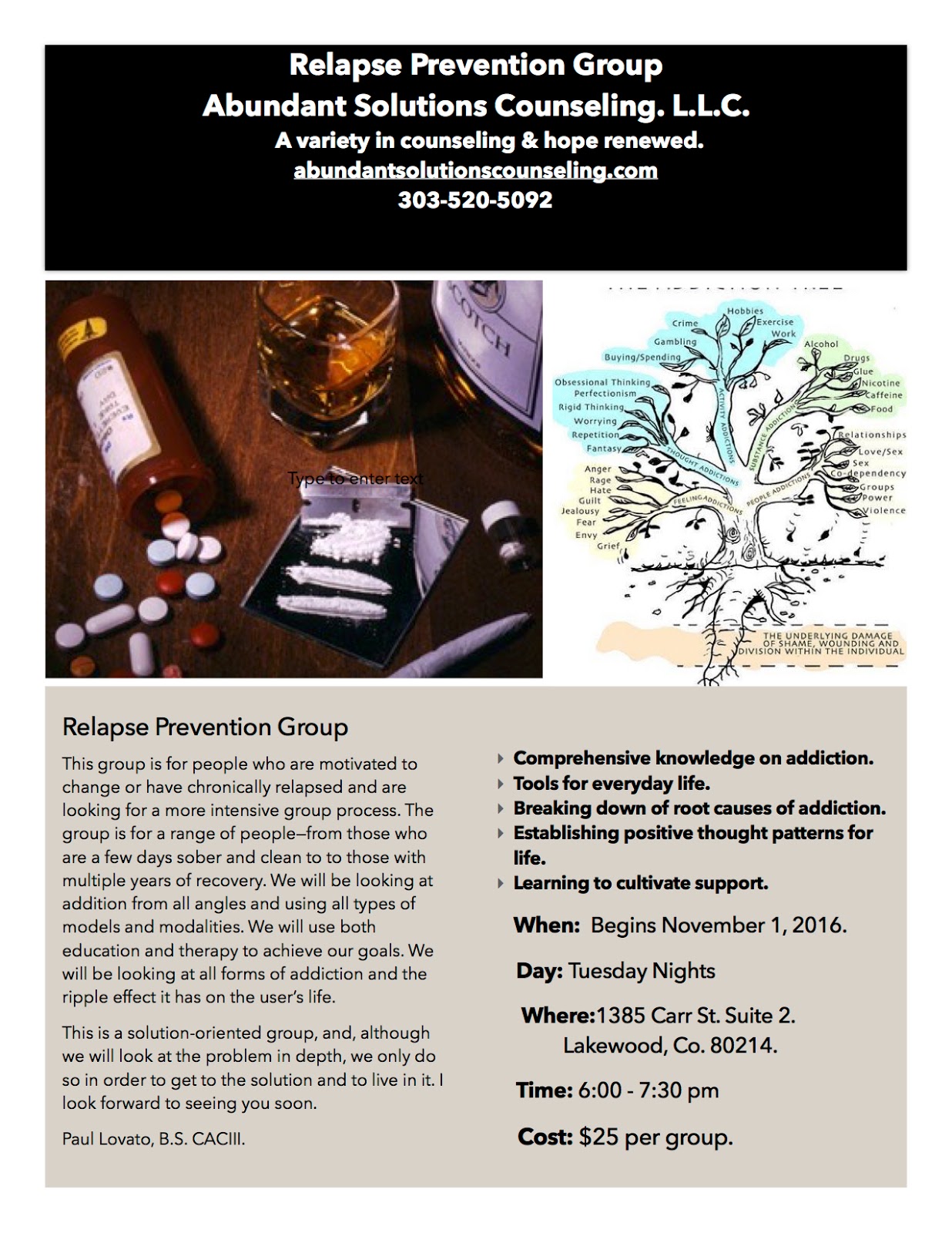 Abundant Solutions Counseling: Relapse Prevention Group. Its here!