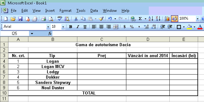 ORA DE TIC: Clasa a X-a Fișe de lucru - Microsoft Office Excel