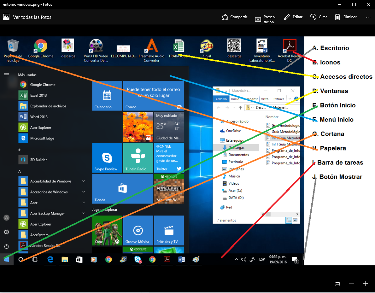 Portafolio de actividades de informatica: Entorno Windows 10