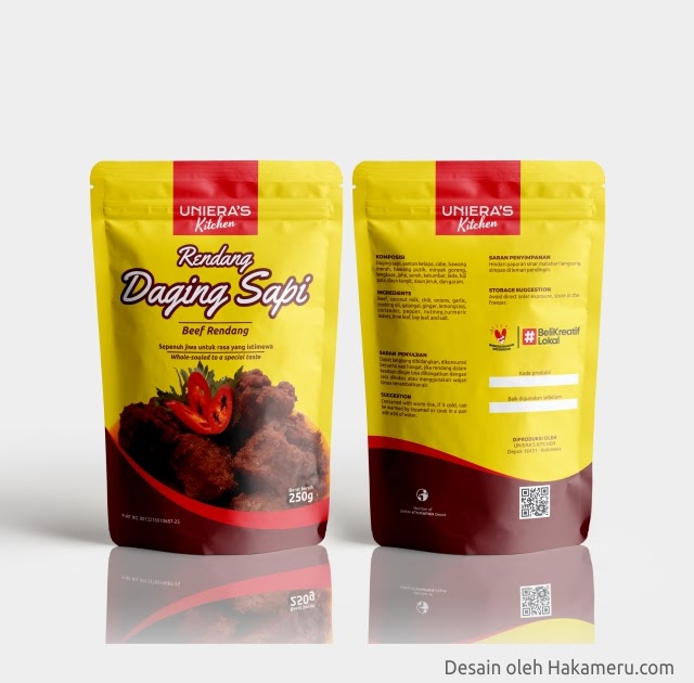 Redesain Kemasan Pouch Rendang Sapi & Ayam UMKM Uniera's Kitchen