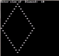 47.Hollow Diamond using *'s as shown below.(Using C++)