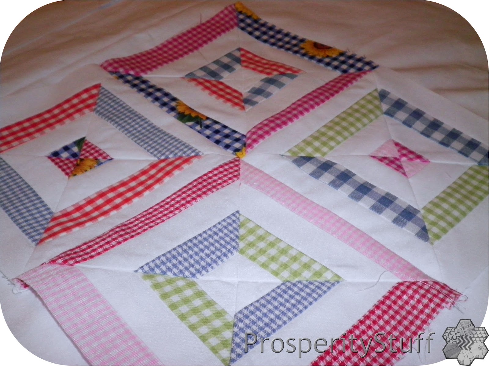 ProsperityStuff Quilts: Gingham Striped Square blocks