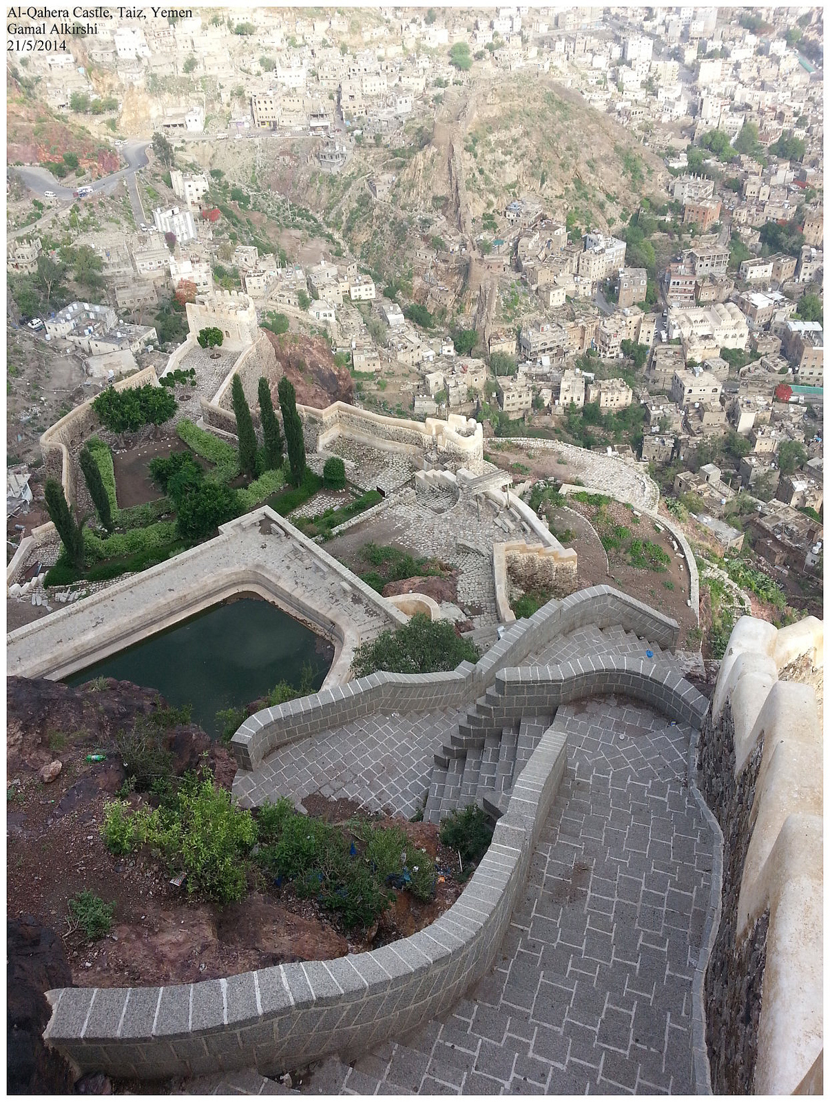 Al-Qahera Castle, Taiz, Yemen, Before and After Site was Struck by Air ...