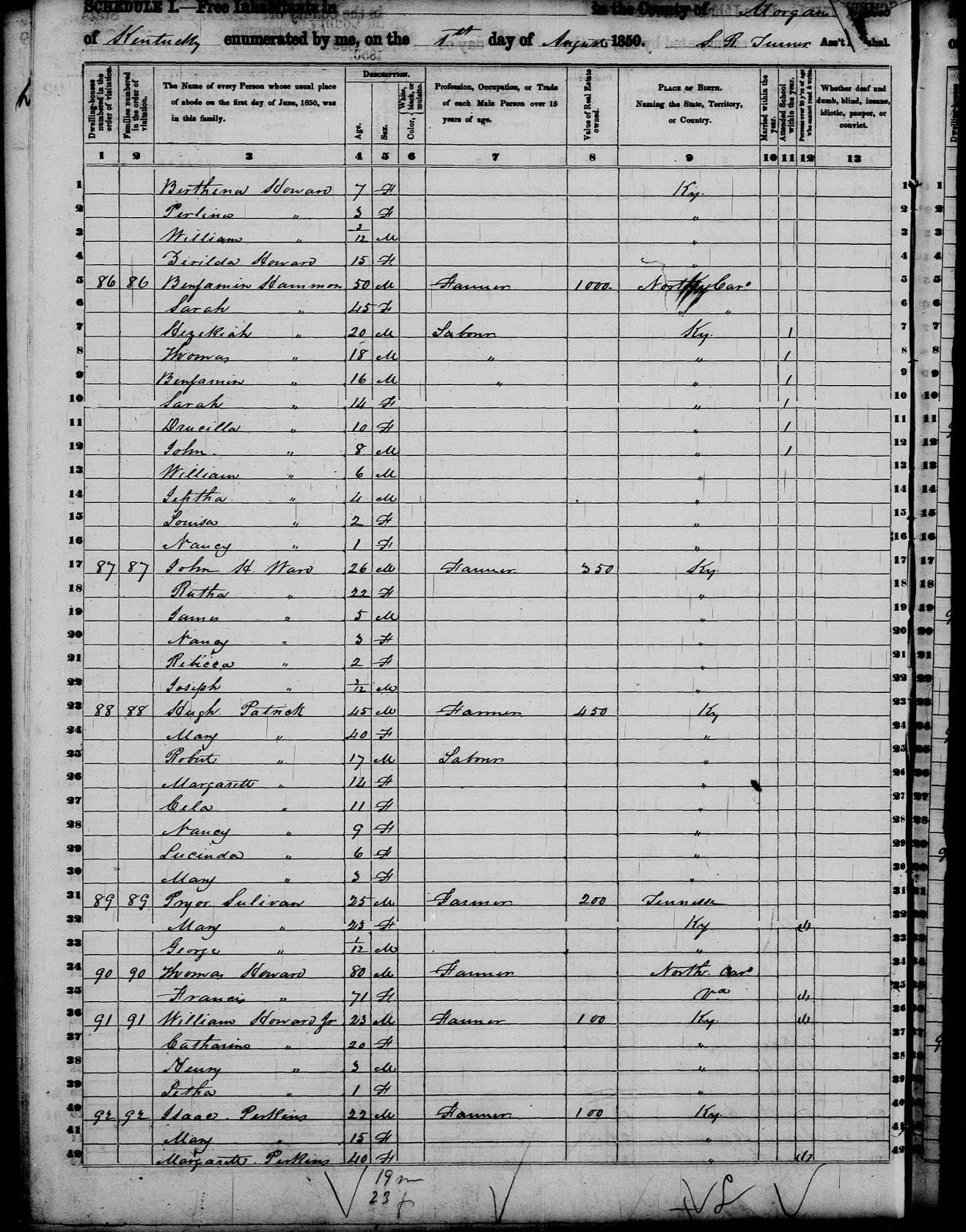 Whence We Came: Thomas Howard Jr. 1770-1853, census records 1810 to 1850.