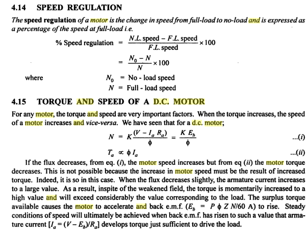DC MOTOR-Speed and speed relations