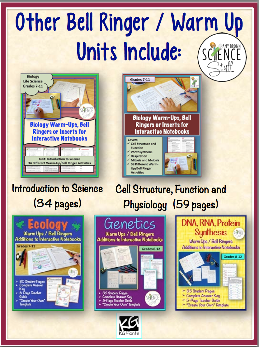 Amy Brown Science: Evolution and Classification Warm Ups and ...