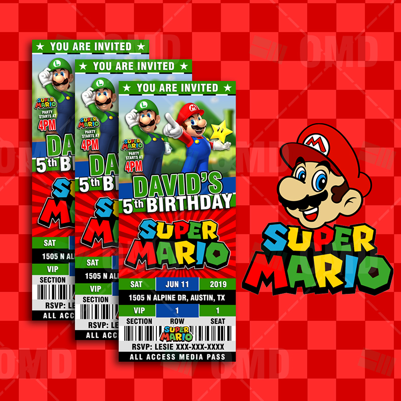 Super Mario Bross | Invitaciones Ticket