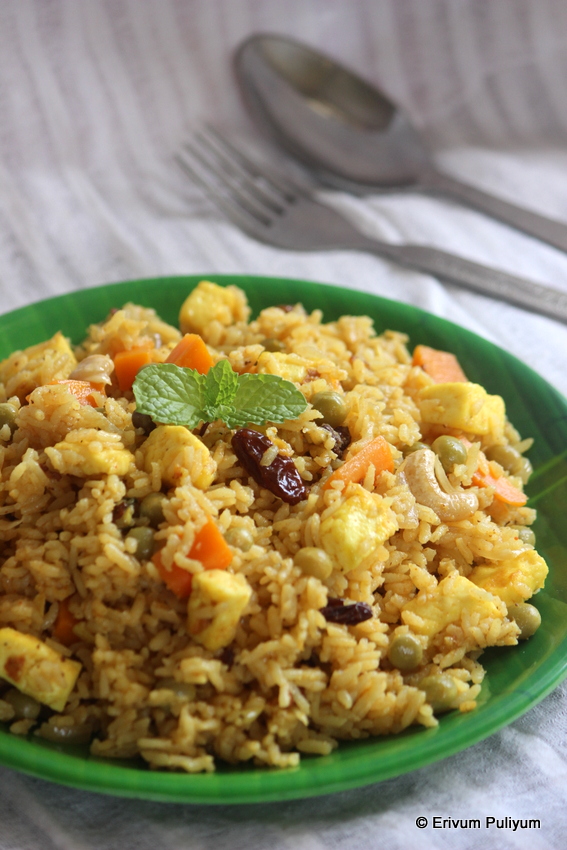 Erivum Puliyum: Paneer Pulao | Mixed Veg Pulao | Quick Lunch Box Ideas