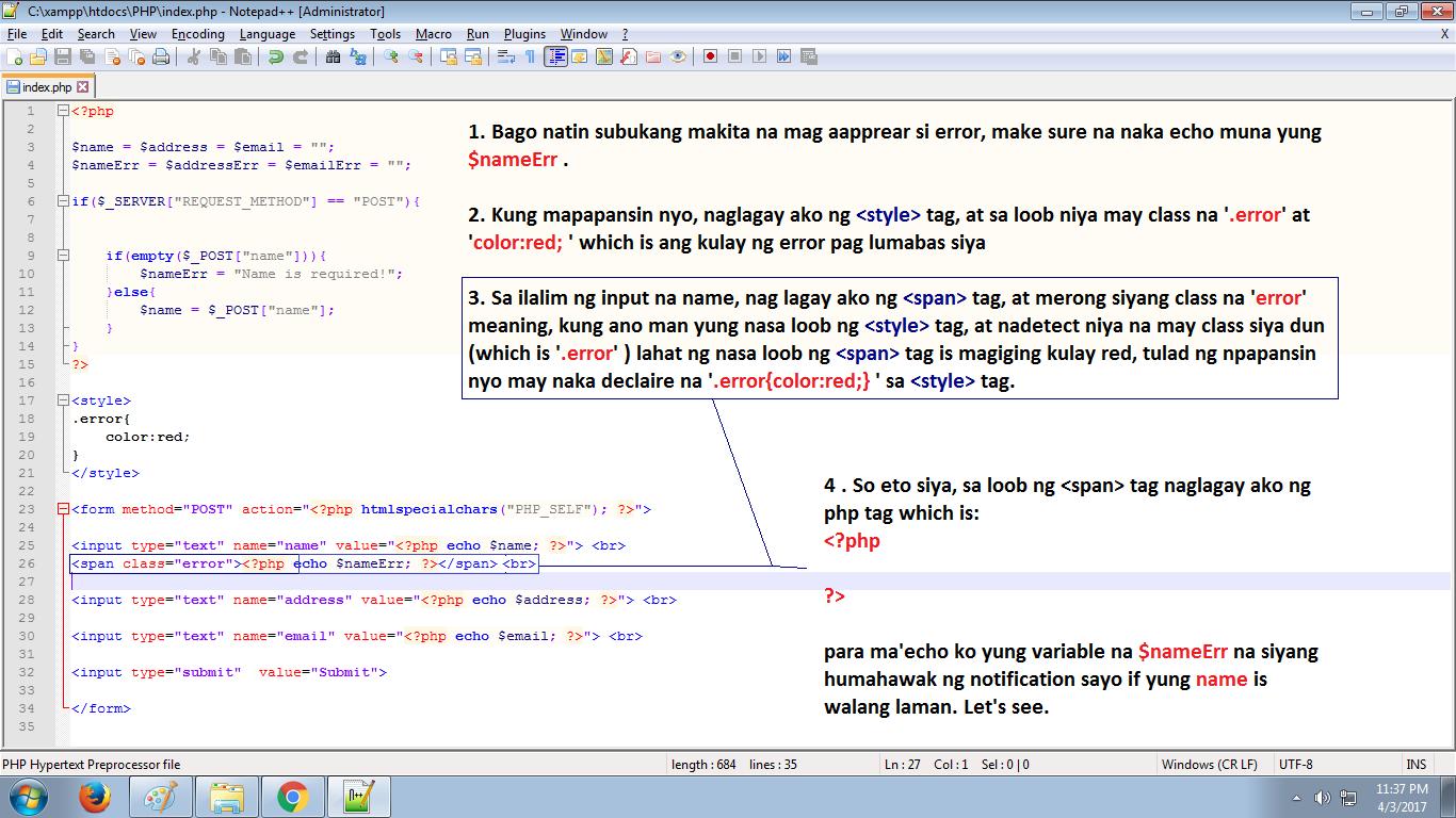 BSIT LESSON: Lesson 1 Validation (PHP Tutorial tagalog)