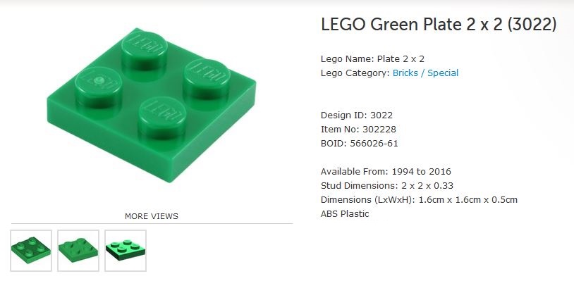 LEGO 3022 Green 2 x 2 DISPLAY PLATE 2x2 ~ stores.ebay.com/pickourbricks