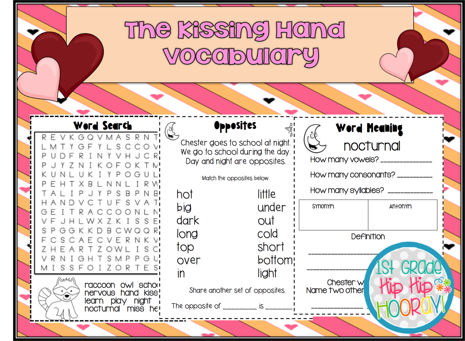 1st Grade Hip Hip Hooray!: The Kissing Hand...Craft and Activities