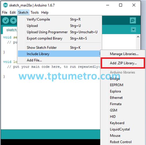 MENAMBAHKAN LIBRARY ARDUINO - TPTUMETRO