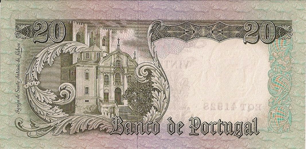 Portugal 20 Escudos banknote 1964 Saint Anthony|World Banknotes & Coins ...
