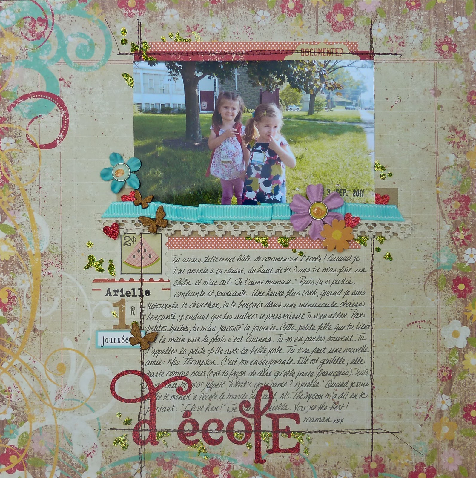 Marie-Pierre: 1re journée d'école d'Arielle