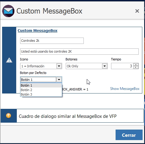 Componentes 2K para Visual FoxPro 9.0: MENSAJE DE DIALOGO