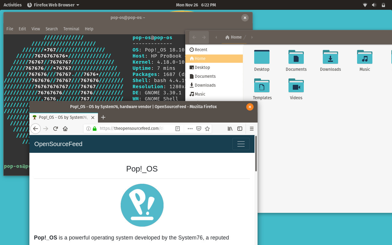 Pop!_OS 18.10 screenshots