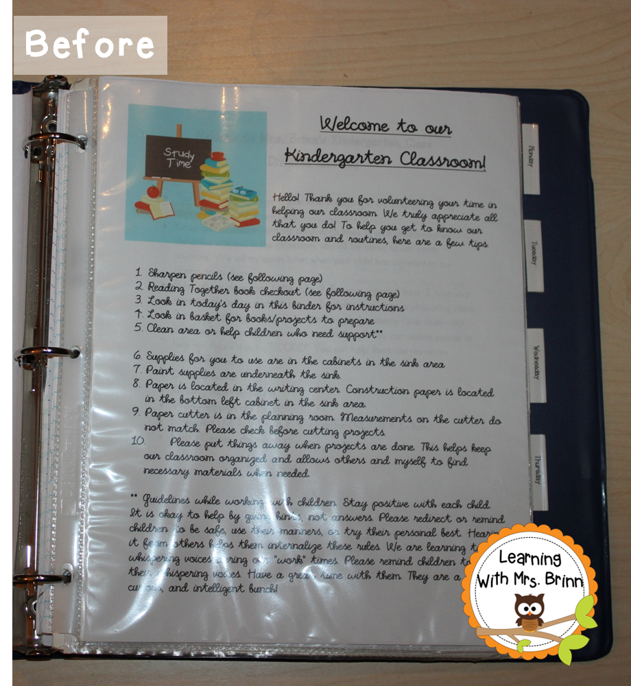 Monday Made It- Volunteer Binder - Learning With Mrs. Brinn