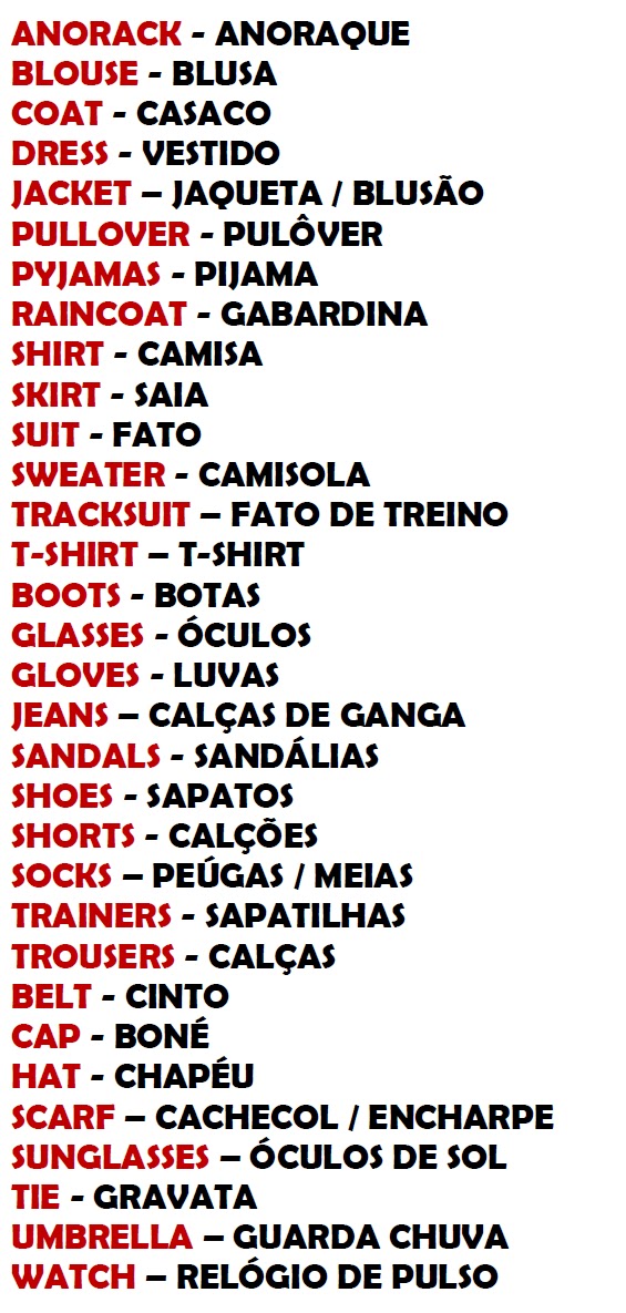 English is FUNtastic: Clothes, footwear and accessories - vocabulary ...