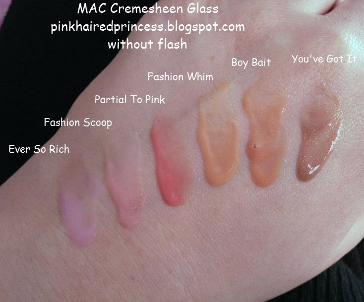 Pink Haired Princess: Swatches: MAC Cremesheen Glass