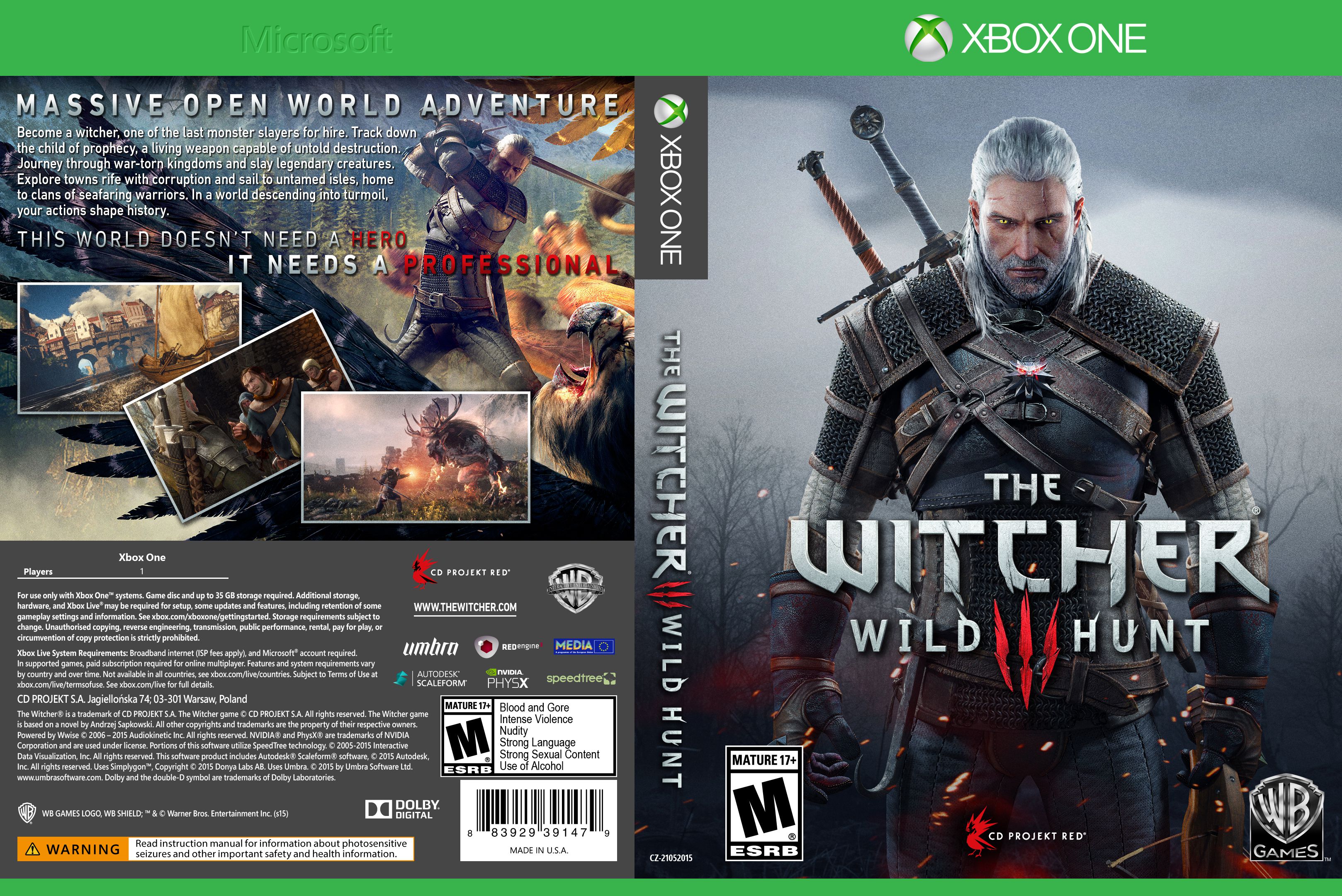 Capa The Witcher 3 Wild Hunt Xbox One - teste novo blog capas