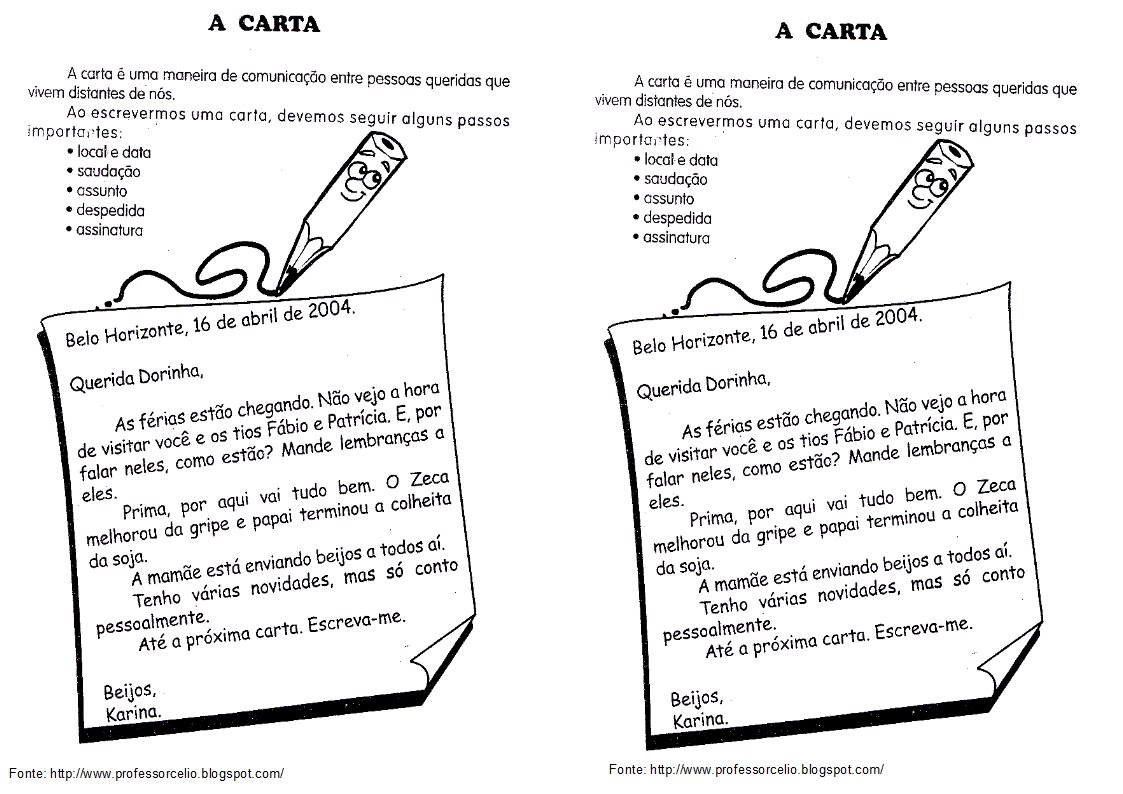 4º ano F: MODELO E ESTRUTURA DE CARTA