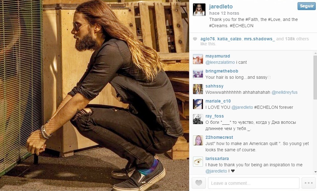 Jared Leto Latin American Fans: Jared Instagram 281114