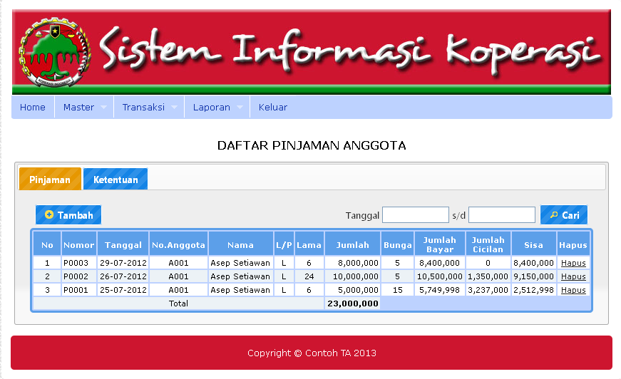 Aplikasi Koperasi Simpan Pinjam Berbasis Web - Perumperindo.co.id