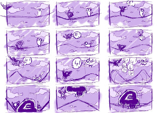 Alex — Advanced Digital Techniques: E4 sting: bird animatics & style frames