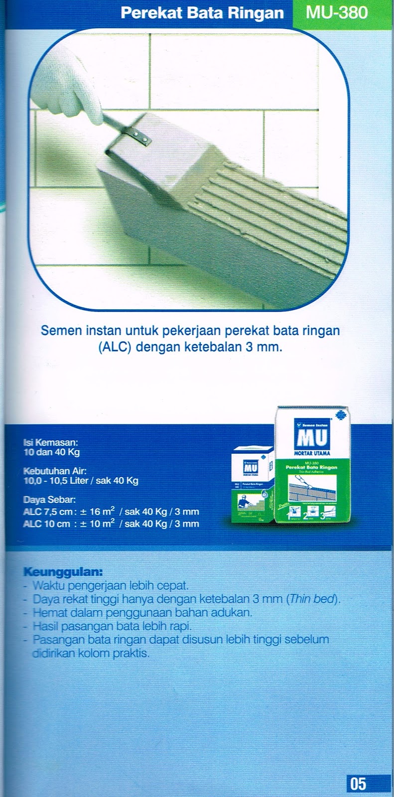SEDAYU BANGUN MODERN: mortar perekat bata ringan