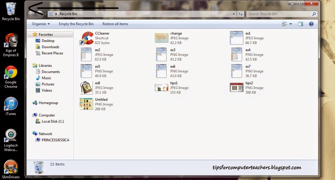 Tips For Computer Teachers: How To Remove An Item From the Recycle Bin