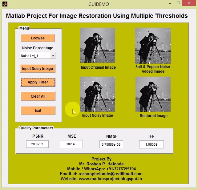 Matlab Project With Source Code For Image Restoration Using Multiple Thresholds ~ Engineering