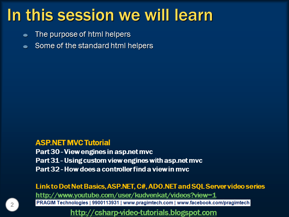 Sql Server Net And C Video Tutorial Part 33 Html Helpers In Mvc