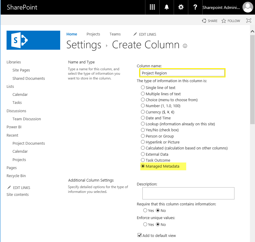 Sharepoint Online Add Managed Metadata Column To List Using Powershell Sharepoint Diary