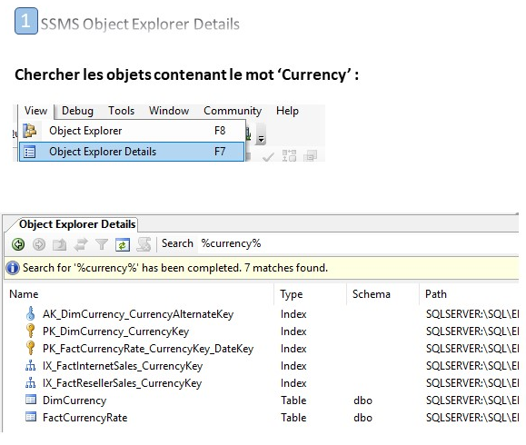 les différentes méthodes pour chercher les objets dans SQL Server