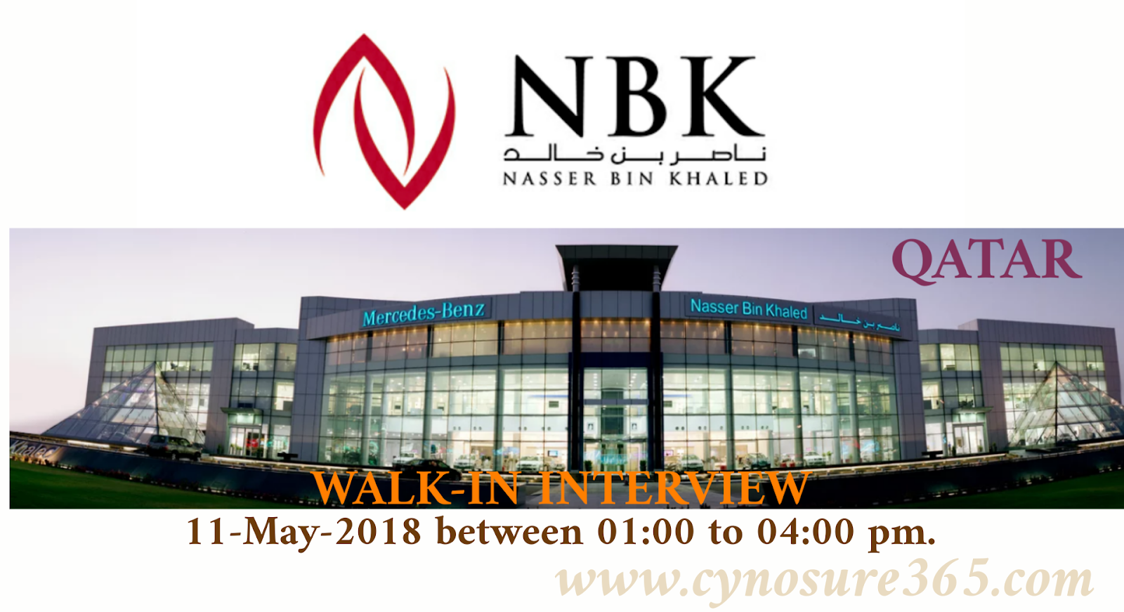 WALK-IN INTERVIEW - NASSER BIN KHALED QATAR - CYNOSURE365
