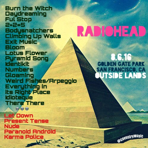 Radiohead Setlist and Video: Outside Lands 8/6/16 San Francisco, CA ...