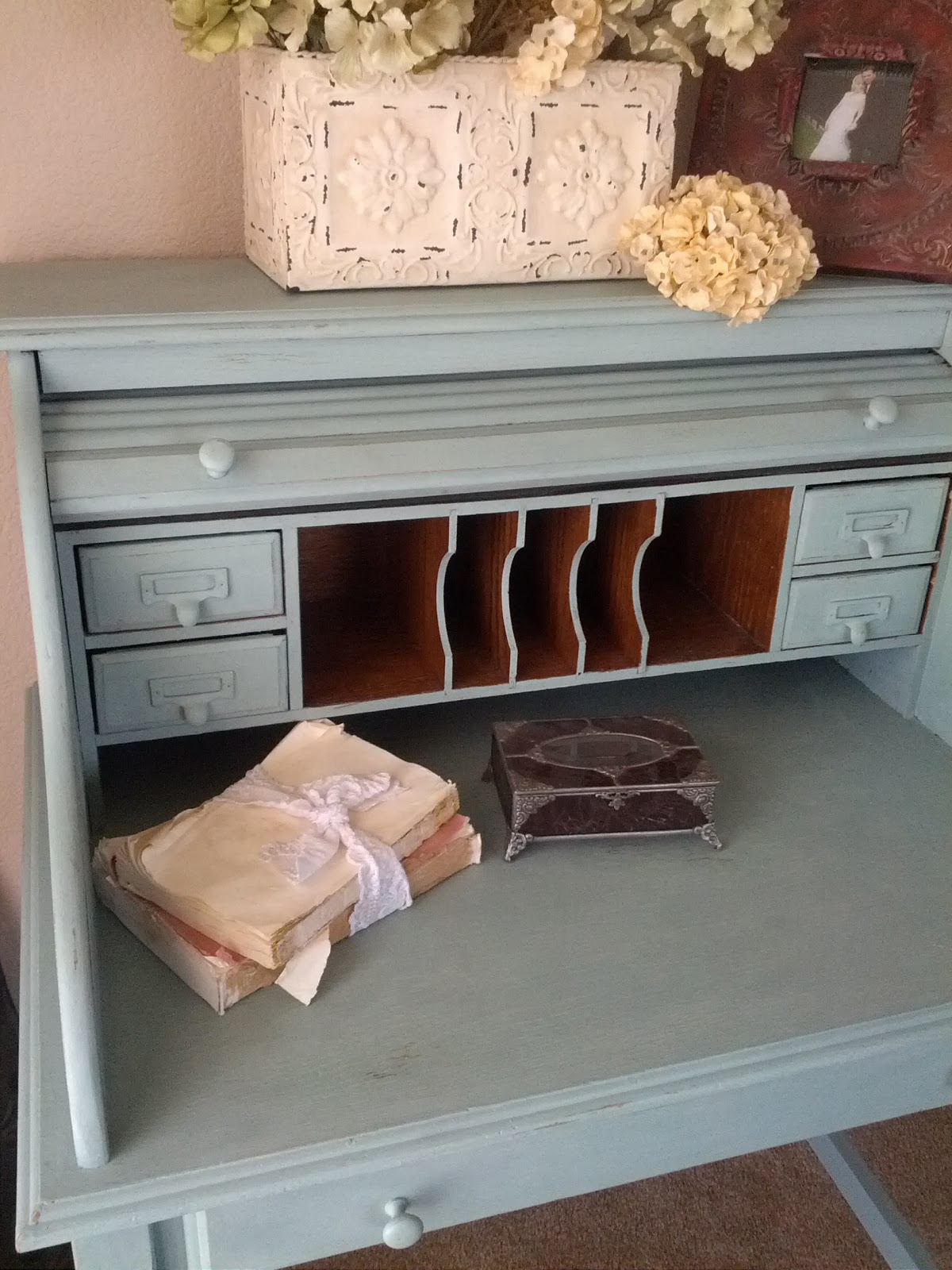 Country Chic: Powder Blue Roll top desk desk