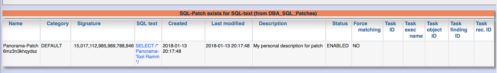 Panorama: Handle SQL patches for Oracle-DB